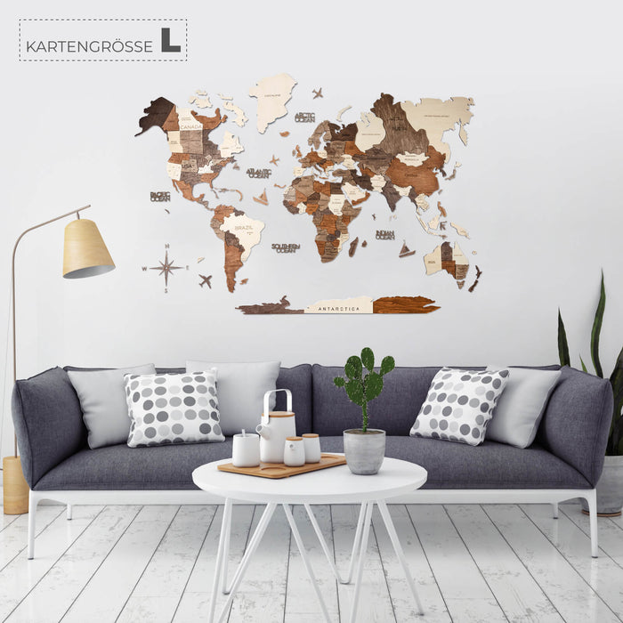 3D Holz Weltkarte Multicolor | Enjoy The Wood