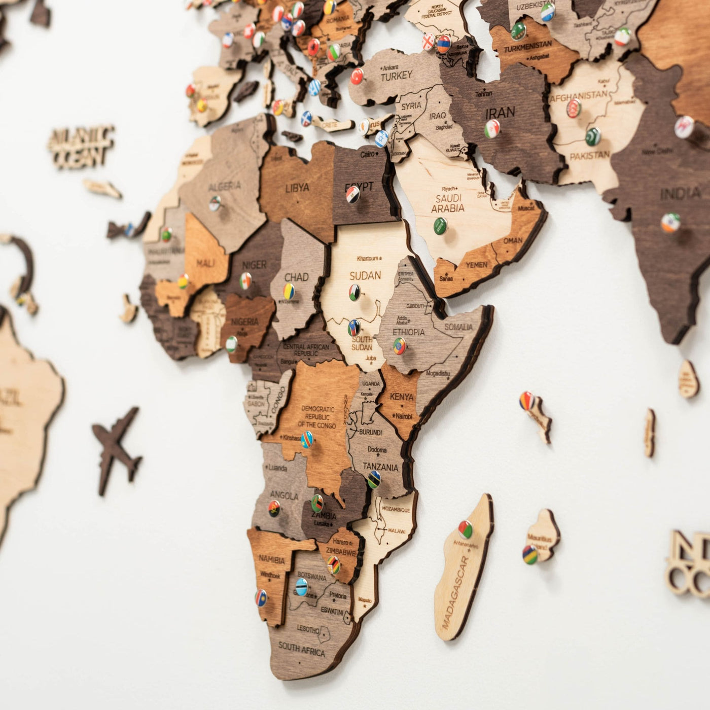 3D Holz Weltkarte Multicolor | Enjoy The Wood