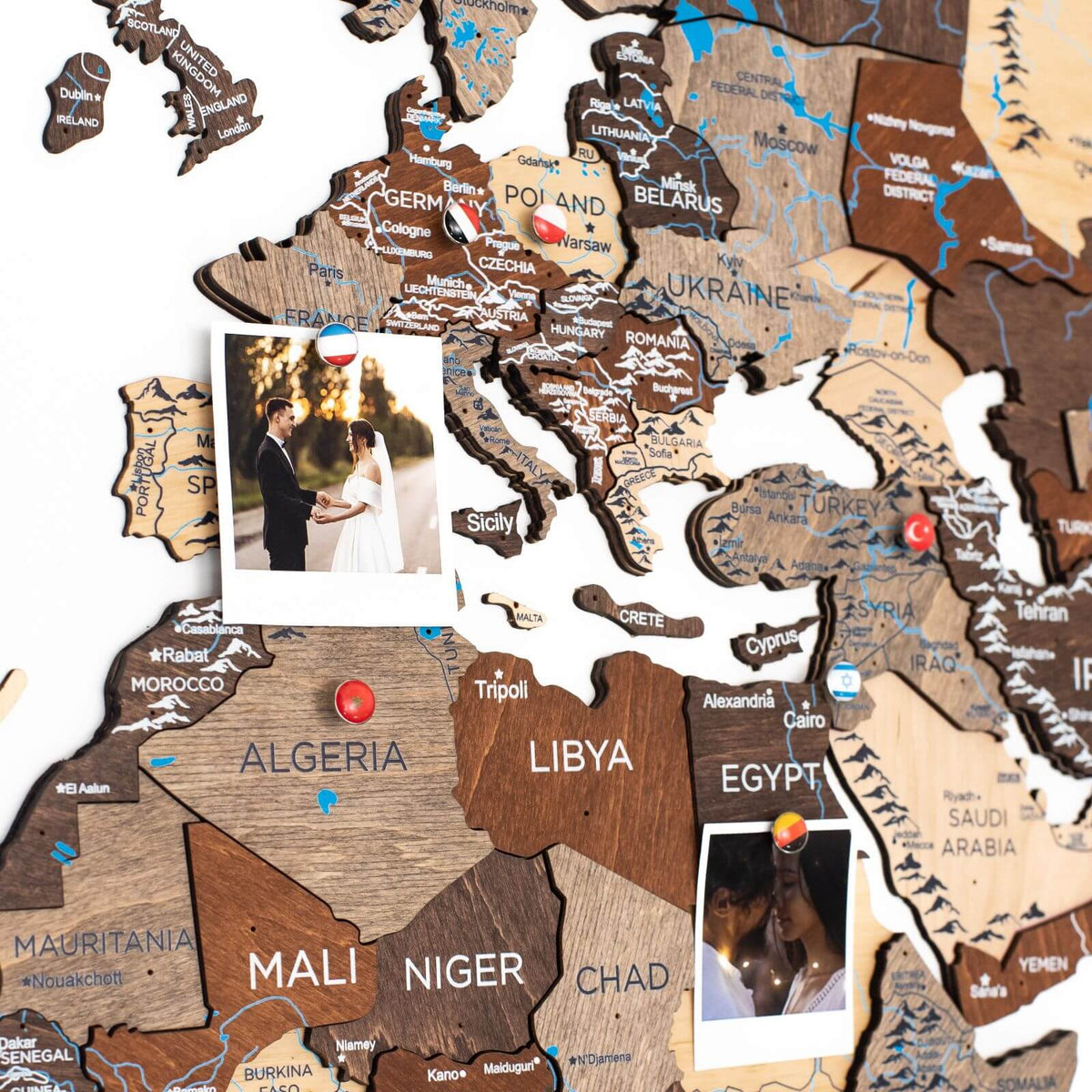 3D Holz Weltkarte Multicolor | Enjoy The Wood